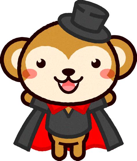 ドラキュラ伯爵の仮装をしたサルのイラスト10月季節かわいいフリー素材素材のプチッチ