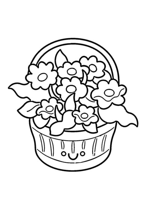 Dibujos De Canasta De Flores Para Colorear Dibujos Online
