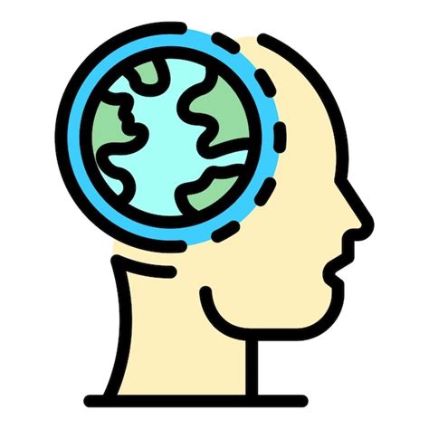 Icono de la sociología de la cabeza global contorno del icono vectorial
