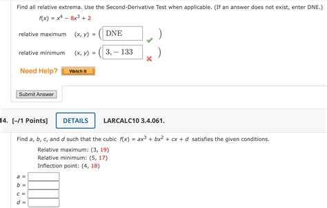Solved Find All Relative Extrema Use The Second Derivative Chegg