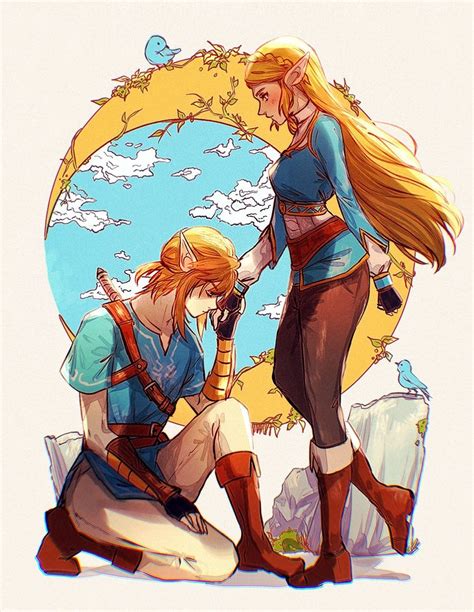 Link And Princess Zelda The Legend Of Zelda And 1 More Drawn By Sera