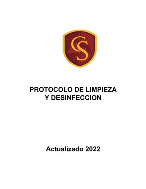 Protocolo Limpieza Y Desinfeccion PROTOCOLO DE LIMPIEZA Y