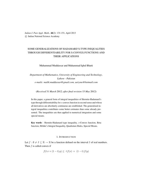 pdf some generalization of hadamard s type inequalities through differentiability for s convex