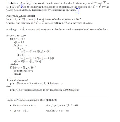 solved problem a ai j] is a vandermonde matrix of