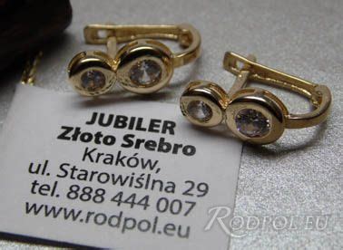 ZŁOTE KOLCZYKI Z CYRKONIAMI PODWÓJNE OPRAWY Kolczyki Biżuteria