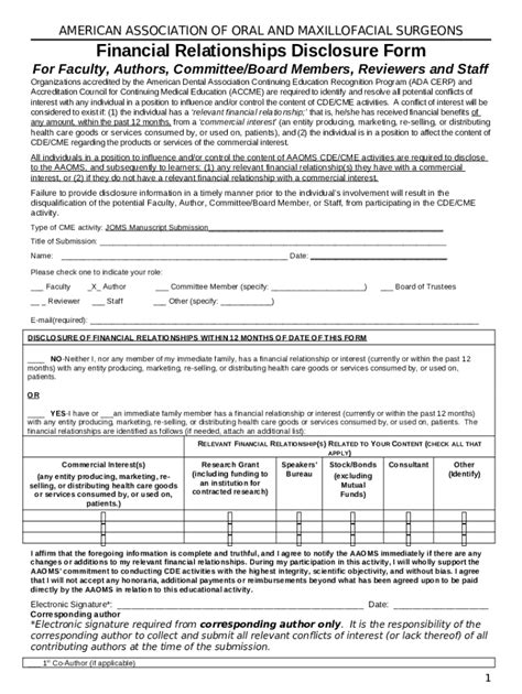 Aaoms Conflict Of Interest Disclosure Form Fill Out Sign Online DocHub