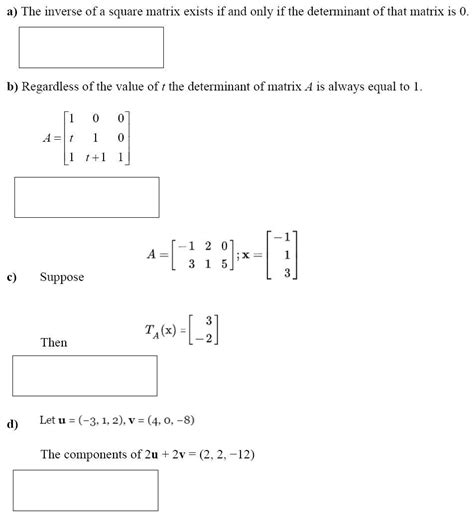 solved a the inverse of a square matrix exists if and only