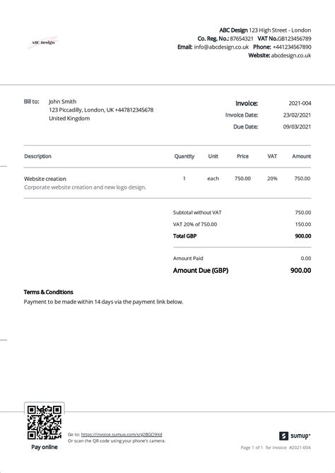 business invoice template uk