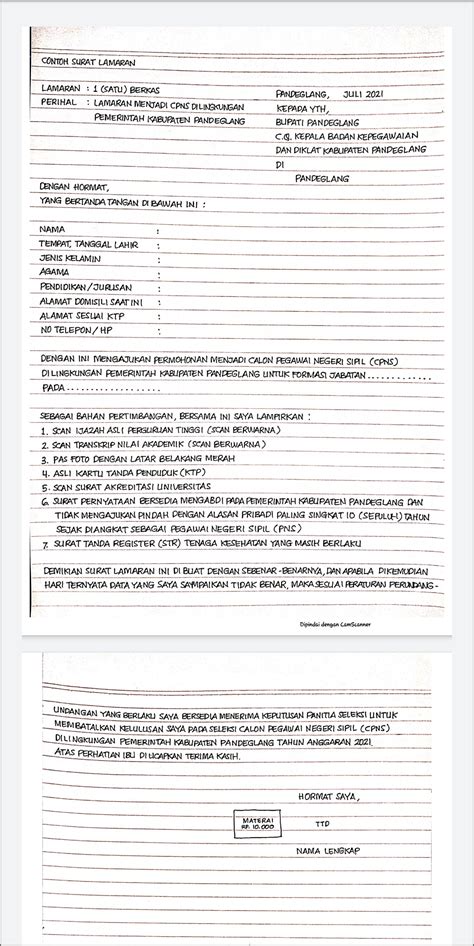 Contoh Format Surat Lamaran Cpns Bkn Surat Lamaran Kerja Desain