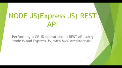 rest api performing crud operations using node js express js mvc architecture youtube