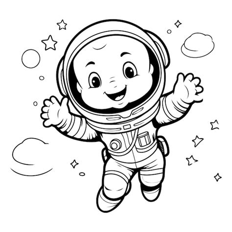 Lindo astronauta de dibujos animados en fondo blanco ilustración