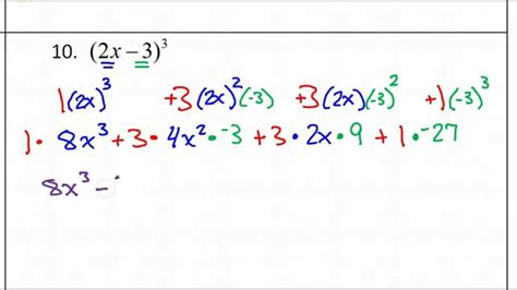 day 3 hw 10 binomial expansion using pascal s triangle youtube