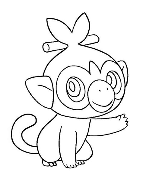 Pokemon Grookey Coloring Pages Free Printable
