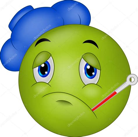 Kranke Emoticon Smiley Karikatur Vektorgrafik Lizenzfreie Grafiken