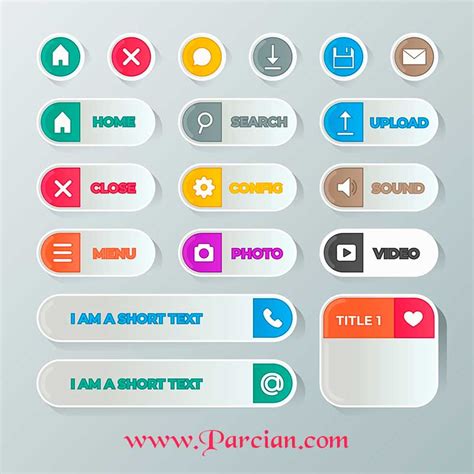 فایل دکمه های لایه باز دکمه های آماده برای طراحی سایت وکتورهای گرافیکی