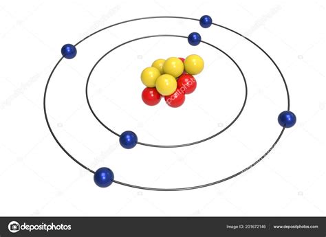Oxygen Atom Bohr Model With Proton Neutron And Electron Stock