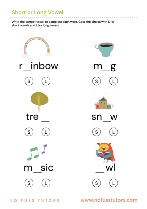 Short And Long Vowels Worksheet