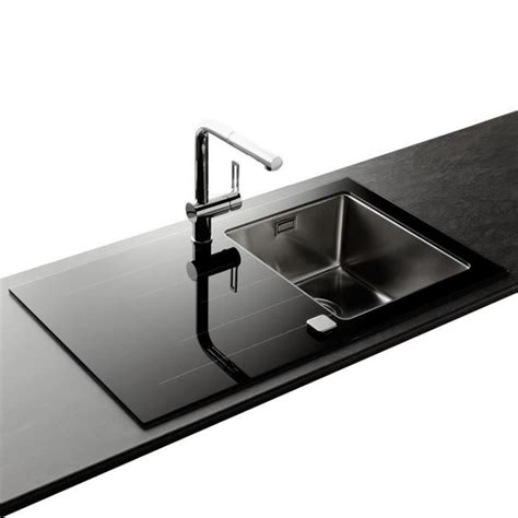 Évier inox lisse et verre noir ISIS 1 bac avec Achat Vente evier