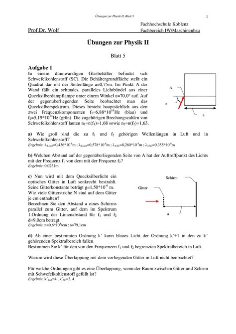 Phys II blatt 5 Physik 2 Übung Übungen zur Physik II Blatt 5 1