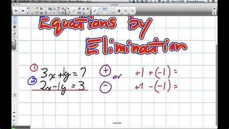 solving linear equations by elimination grade 10 applied lesson 5 3 3 29 13 youtube