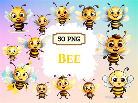 Watercolor Bee Clipart 50 Bee PNG Digital Bee Art Cute Bee Clipart Bee
