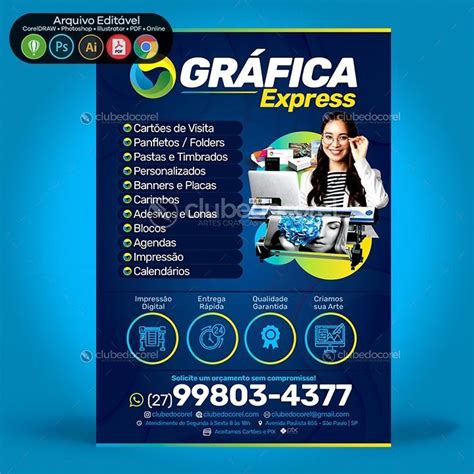A Blue And Yellow Business Flyer With An Image Of A Woman On The