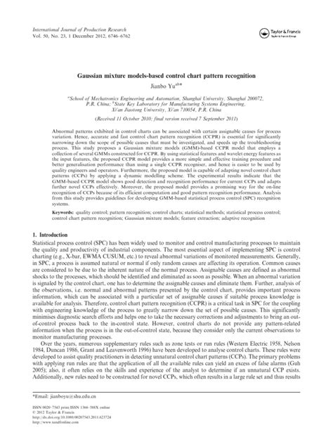 gaussian mixture models based control chart pattern recognition pdf wavelet akaike