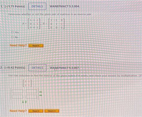 Solved Determine Whether Or Not The Given Pair Of Matrices Chegg