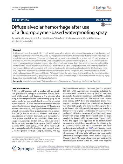Pdf Diffuse Alveolar Hemorrhage After Use Of A Fluoropolymer Based