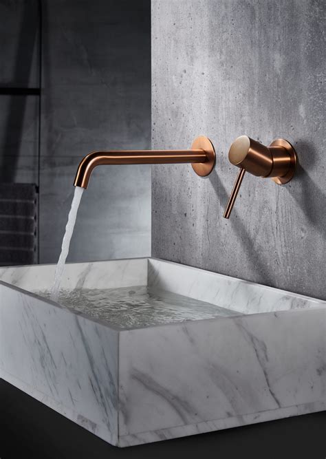 Grifo De Lavabo Empotrado Monomando Oro Rosacepillado Serie Monza