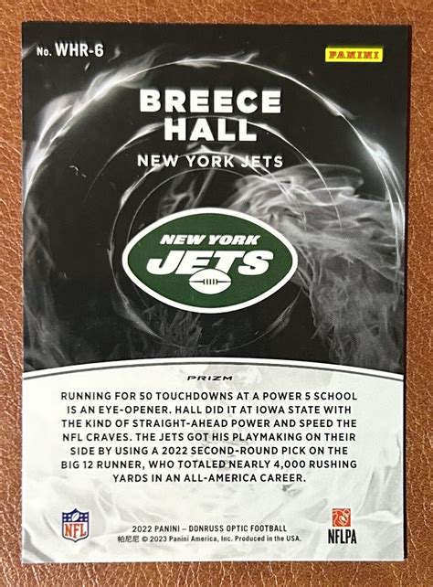 Breece Hall Panini Donruss Optic White Hot Rookies Silver Prizm Rc