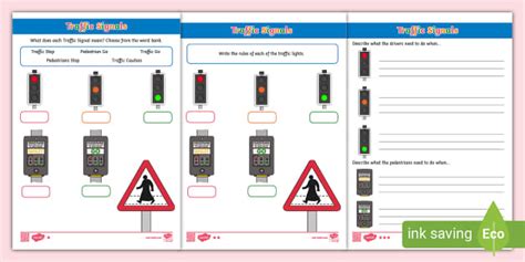Traffic Signals Differentiated Worksheets Twinkl