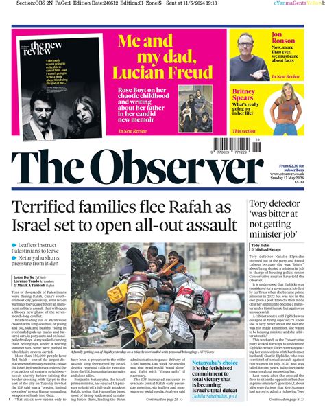 Observer Front Page Th Of May Tomorrow S Papers Today