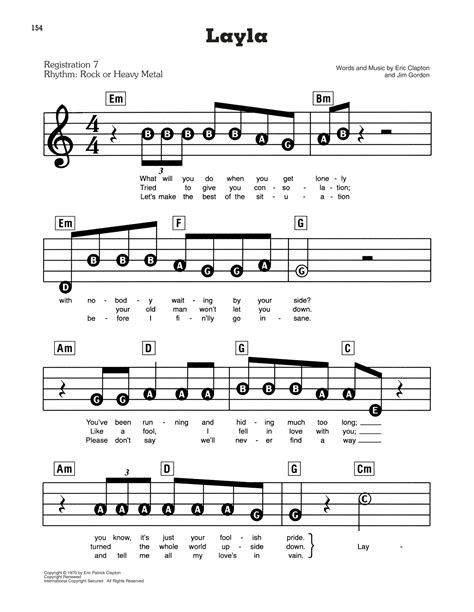 Layla Eric Clapton Guitar Chord Chart Basic Guitar