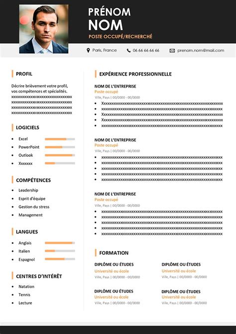 Modèle de CV pour Cadre à Télécharger Gratuit CV Word