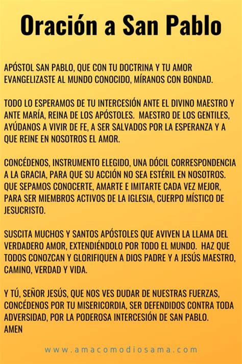 Oración a San Pablo Ama Como Dios Ama Oraciones Oracion a san