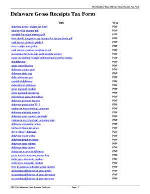 Fillable Online Delaware Gross Receipts Tax Form Delaware Gross