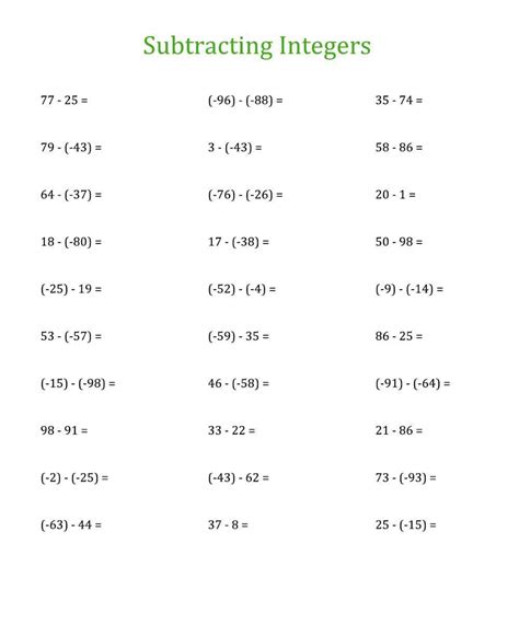 adding and subtracting integers activity live worksheets