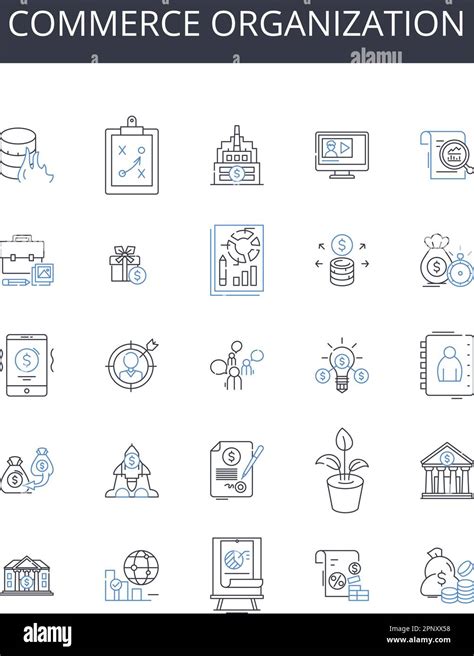 Commerce Organization Line Icons Collection Robotics Automation