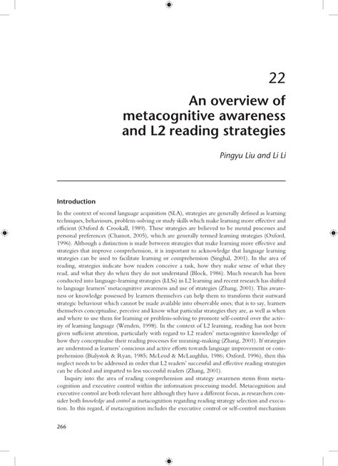 pdf an overview of metacognitive awareness and l2 reading strategies