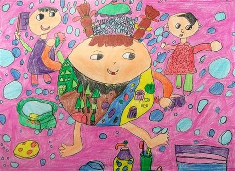 给地球洗澡 少儿绘画作品 儿童画 网络美术馆 中国少儿美术教育网