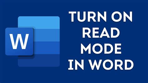 how to turn on read mode in word youtube
