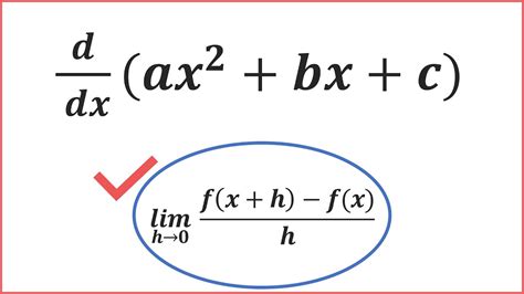 derivative by first principle d dx of ax 2 bx c youtube