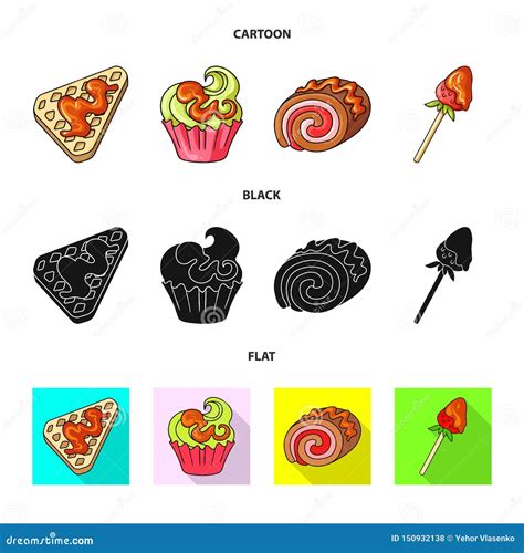 Vector Design Of Confectionery And Culinary Icon Collection Of