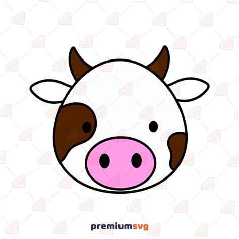 Cute Cow Face Svg Colorful Cow Face Premiumsvg