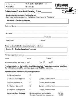 Fillable Online Shepway Gov Permit Application Form Business