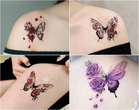 Hình Xăm Hoa Hồng Và Bướm Nghệ Thuật Thể Hiện Đẹp Tự Nhiên