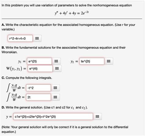 solved in this problem you will use variation of parameters