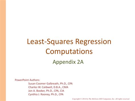 least squares regression computations appendix 2a