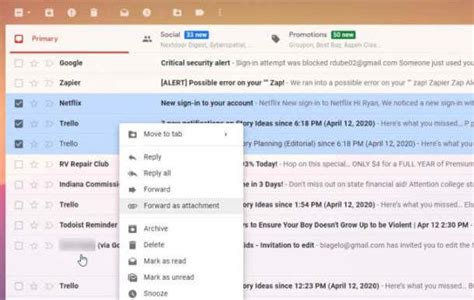how to forward multiple emails in gmail